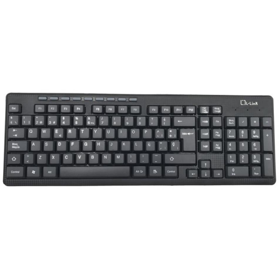 KIT L LINK TECLADO + RATÓN INALÁMBRICO USB ERGONOMICO NEGRO