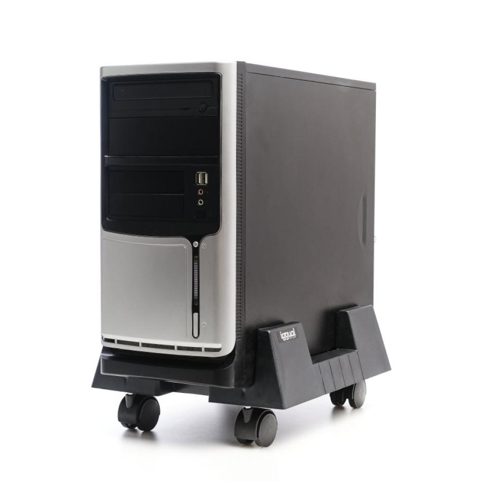 Soporte CPU Ajustable con Ruedas iggual SOP1 Plástico ABS Negro