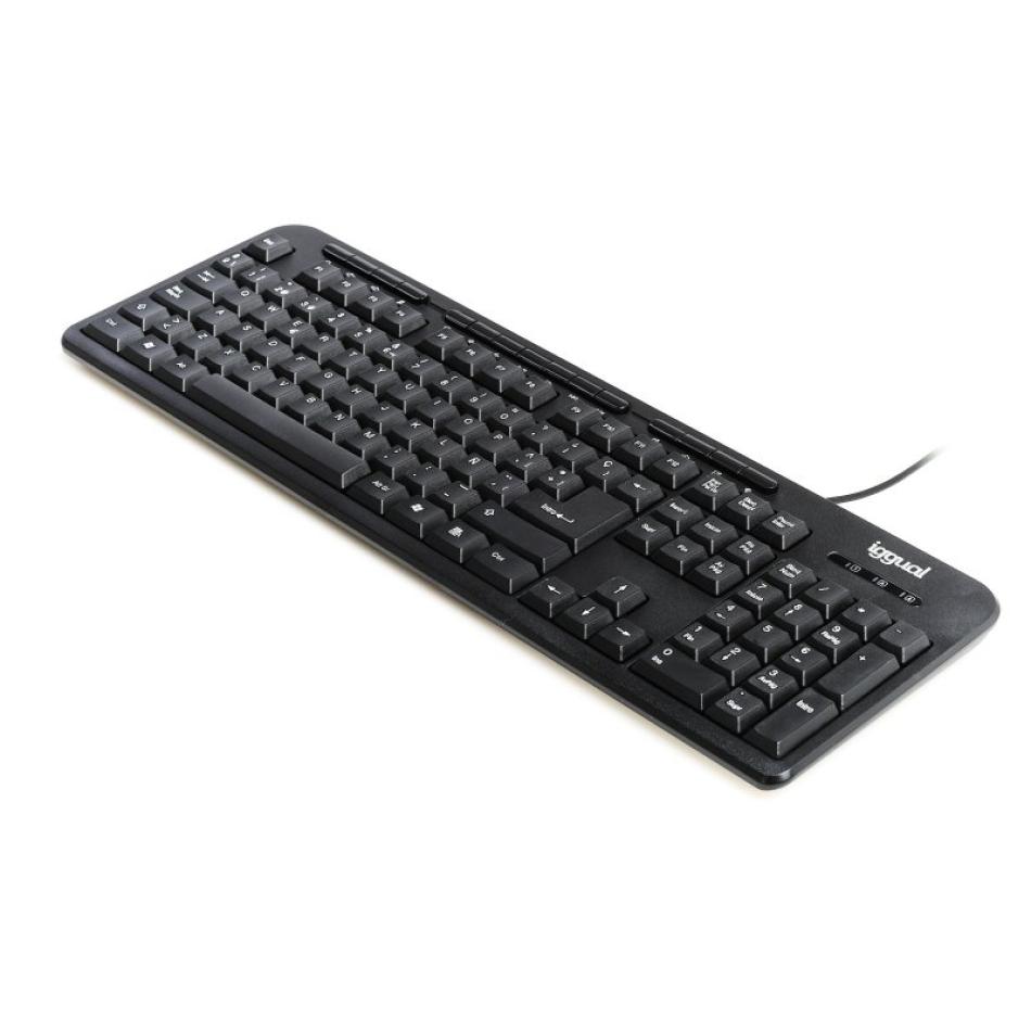 Teclado Multimedia iggual CK-BASIC-120T USB QWERTY Negro