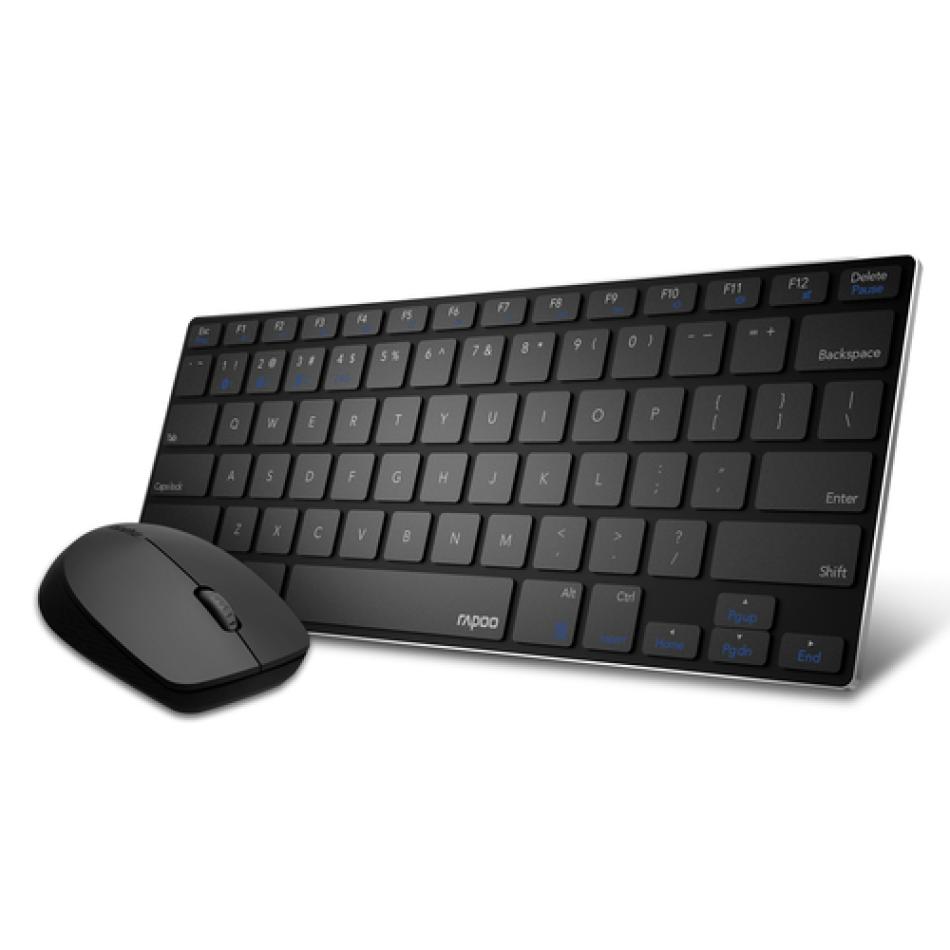Teclado Rapoo 9000M Bluetooth QWERTY Negro, Plata Ratón Incluido