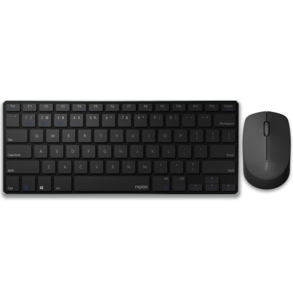 Teclado Rapoo 9000M Bluetooth QWERTY Negro, Plata Ratón Incluido