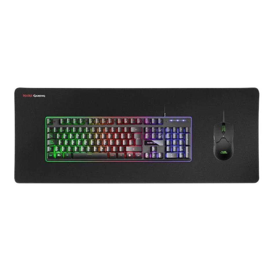 Combo Gaming Mars Gaming MCPX 3in1 RGB USB 2.0 Francés Negro