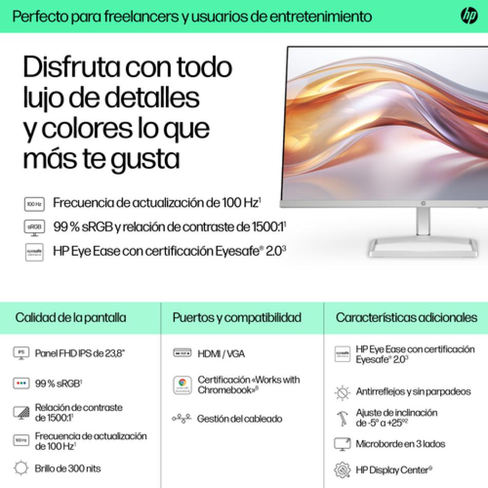 Monitor HP SERIE 5 524SF de 23,8" con puerto HDMI