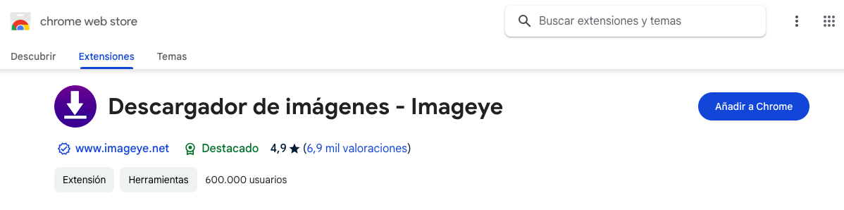 Imageye: La mejor extensión para descargar imágenes en Google